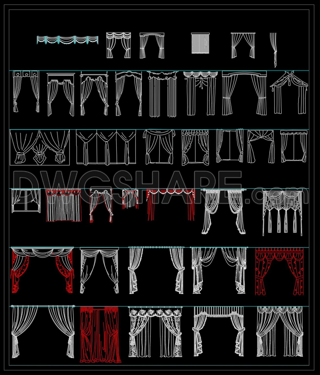 209.CAD Blocks Curtain for Living room | Free Cad Blocks, download DWG ...