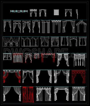 209.CAD Blocks Curtain for Living room | Free Cad Blocks, download DWG ...