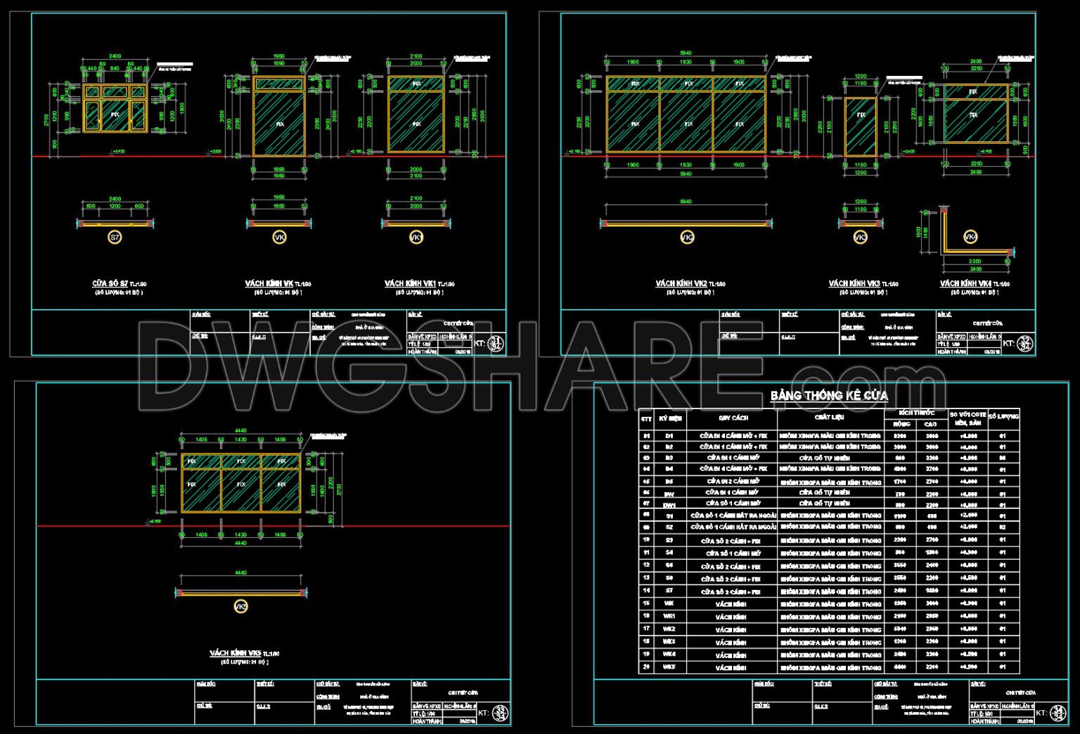 389.Free cad blocks Detail doors, windows DWG download