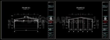 47.Autocad Drawings Of Steel Factory Plan and Elevation For Download