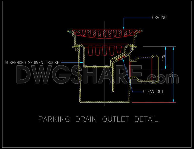 94.Autocad Drawing Of Parking Drain Outlet Detail For Download