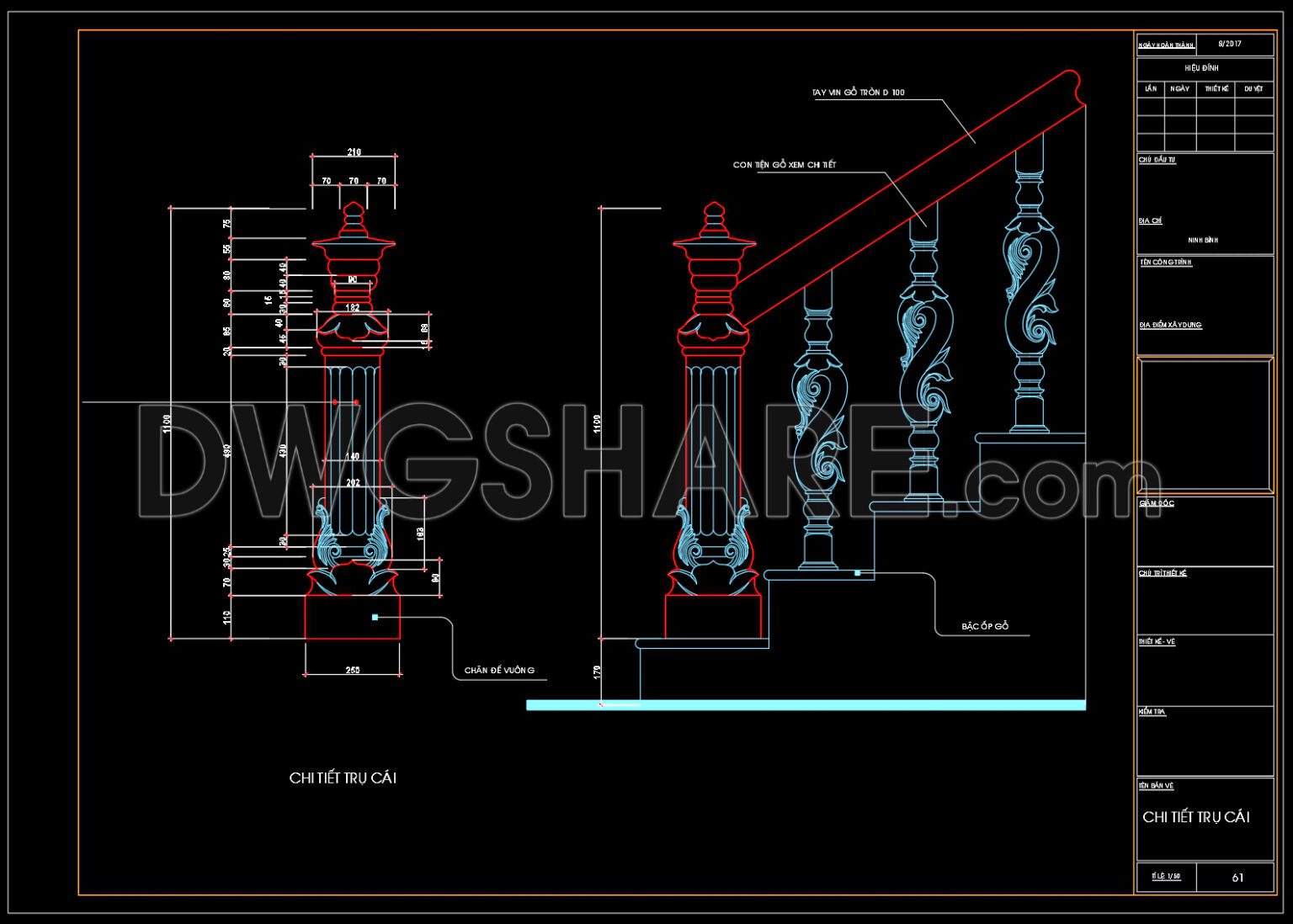 96.Detailed drawings of stairs in autocad file