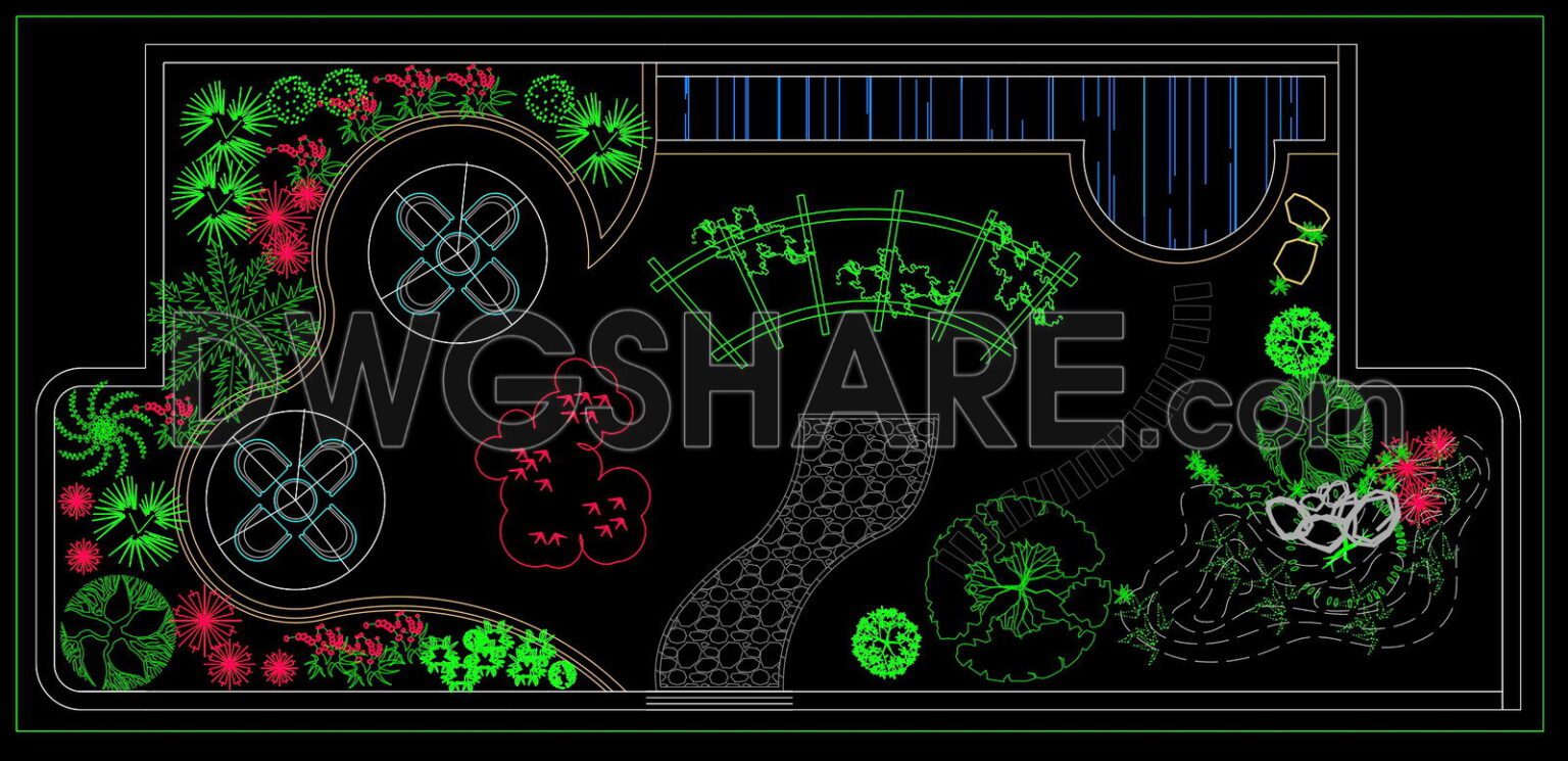 112.Free download of detailed Autocad drawings for garden design