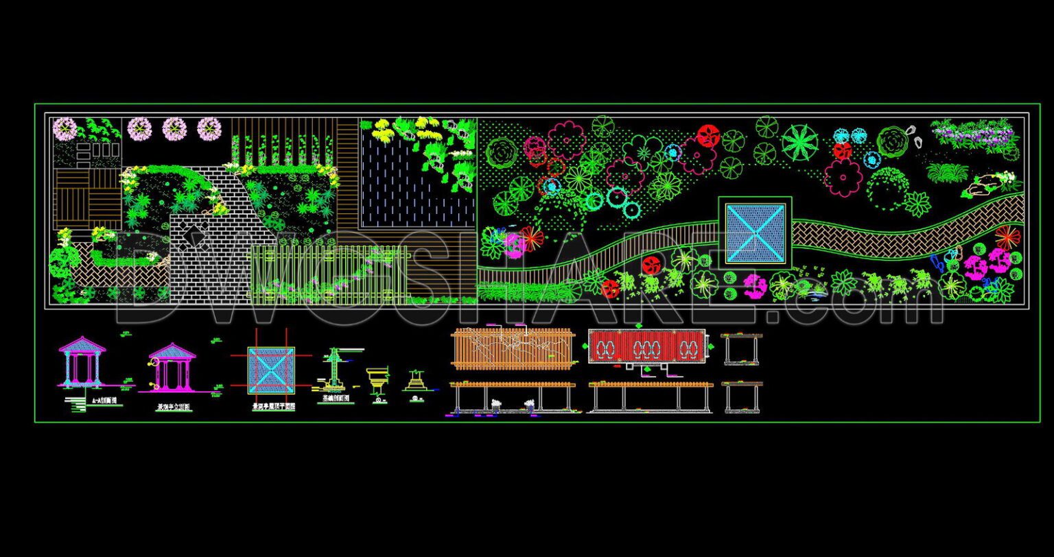 113.Free download of detailed Autocad drawings for garden design