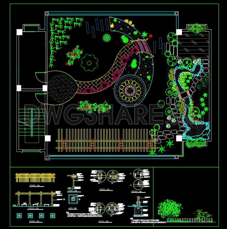114.Free download of detailed Autocad drawings for garden design