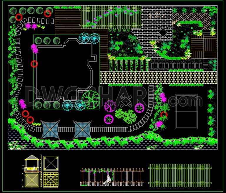 114.Free download of detailed Autocad drawings for garden design