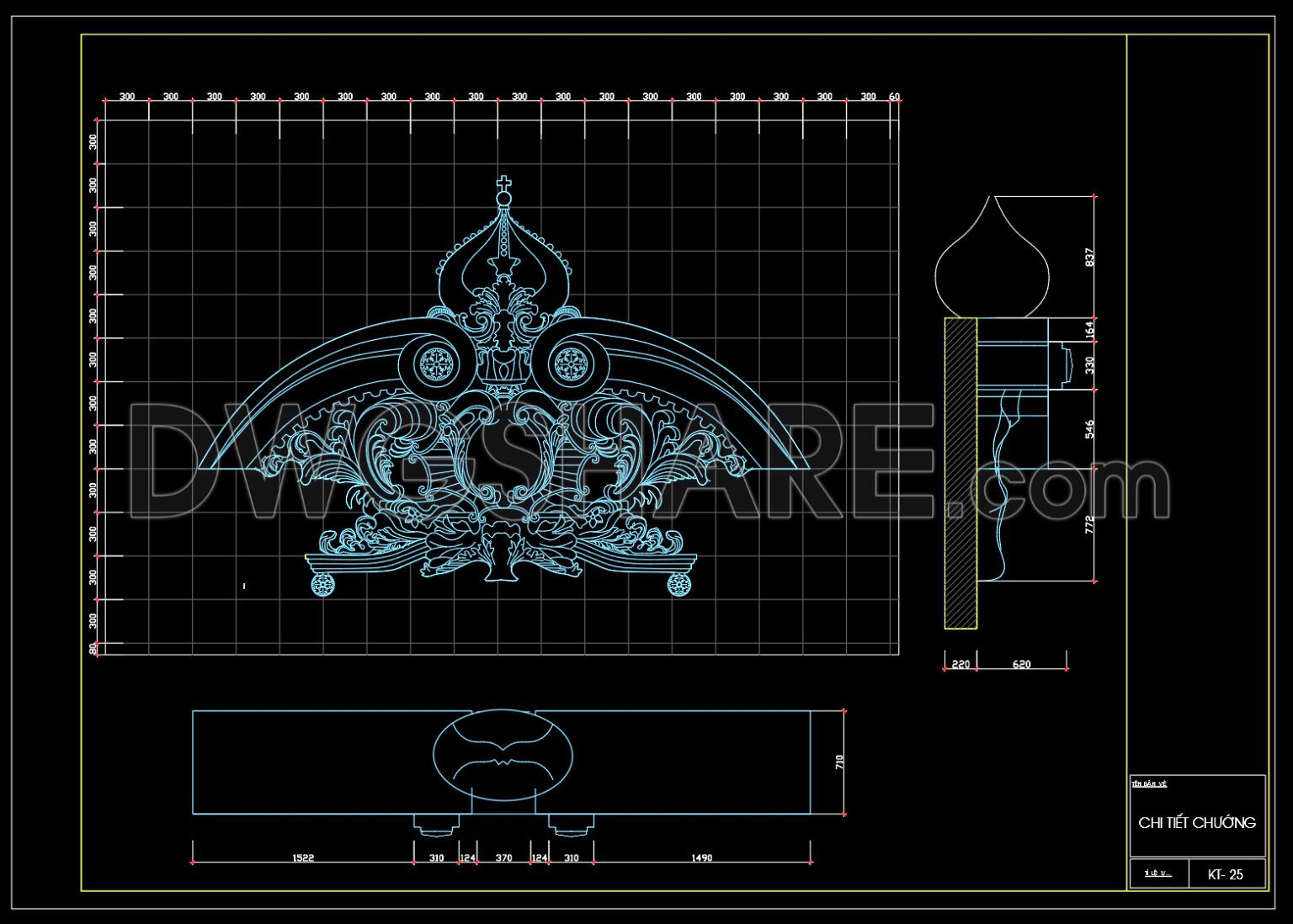 148.Detailed drawing of the foyer of the house in AutoCAD format