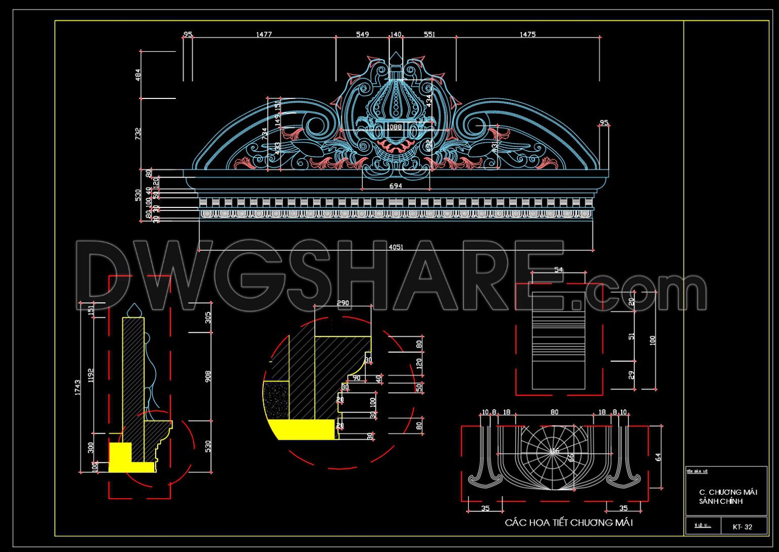 150.Detailed drawing of the foyer of the house in AutoCAD format
