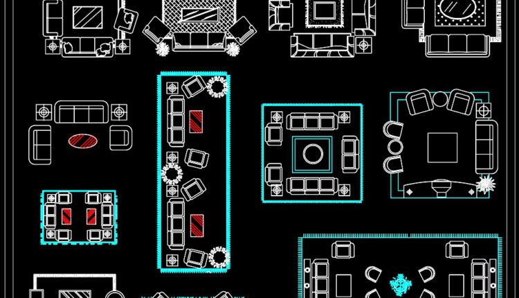214.CAD Blocks Furniture (Bedroom Living room and Dining room) (3 ...