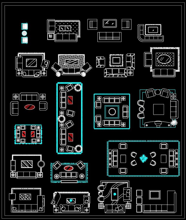 214.CAD Blocks Furniture (Bedroom Living room and Dining room)