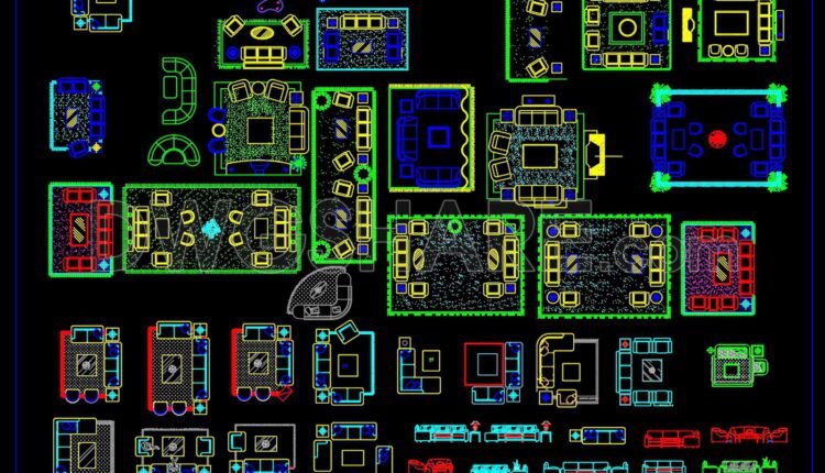 217.CAD Blocks Furniture for Living room - Free Cad Blocks, download ...