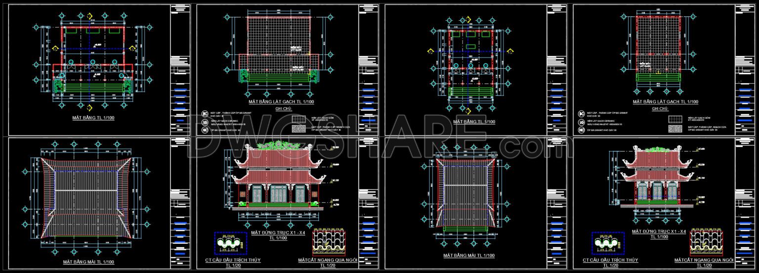 23.Autocad Drawing Of Ancestral Temple For Download