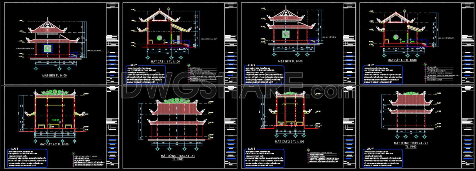 23.Autocad Drawing Of Ancestral Temple For Download
