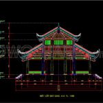 24.Autocad architectural design drawing of an octagonal Asian-style ...