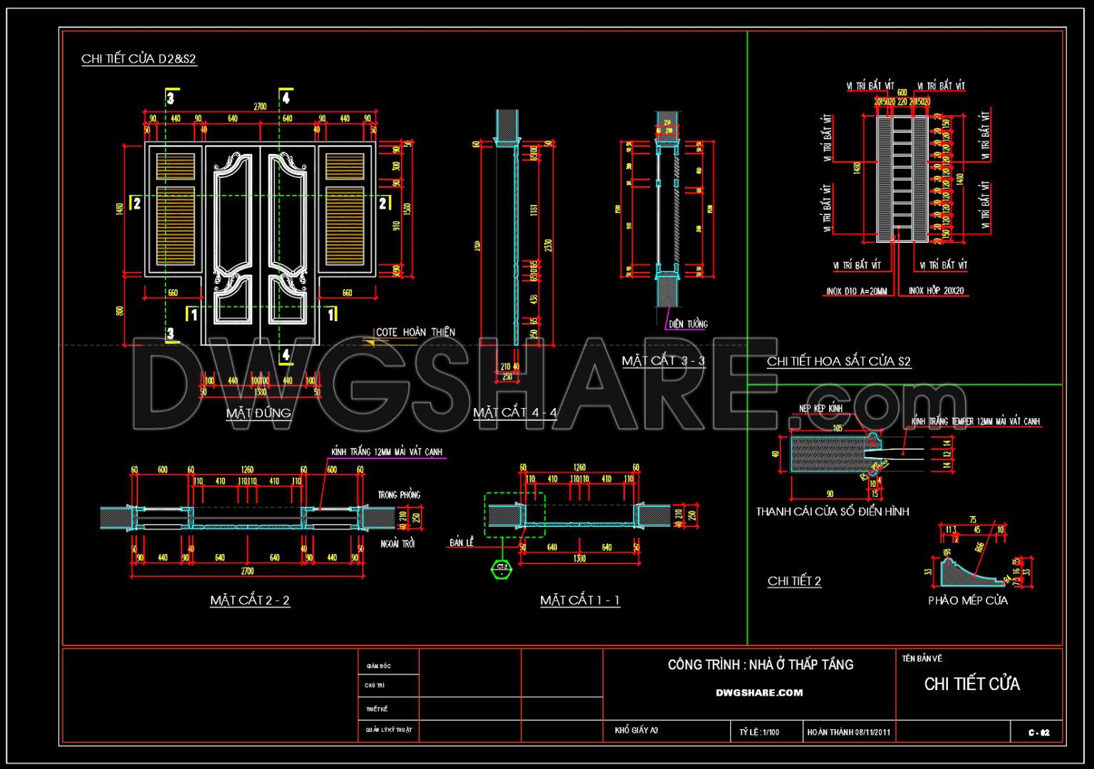 392.Detailed AutoCAD Drawings Of Doors, Windows For Download