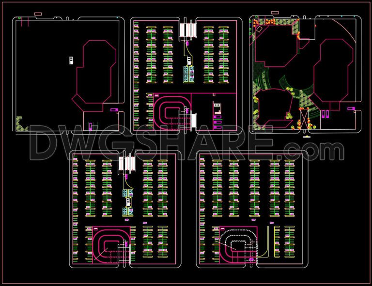 6. Autocad Drawings Of Public parking lot For Free Download