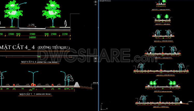 64.Detailed AutoCAD Drawings Of Road section For Download - Free Cad ...