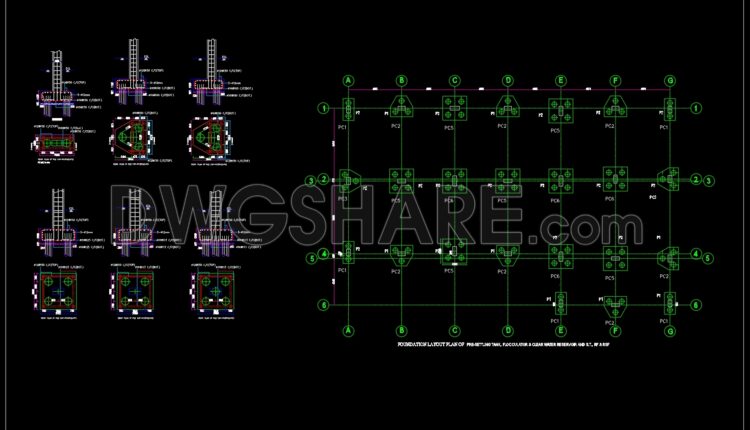 79.Autocad Drawings Of Pile Cap Layout and Sections Details For ...