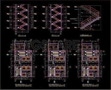 97.Detailed drawings of stairs in autocad file