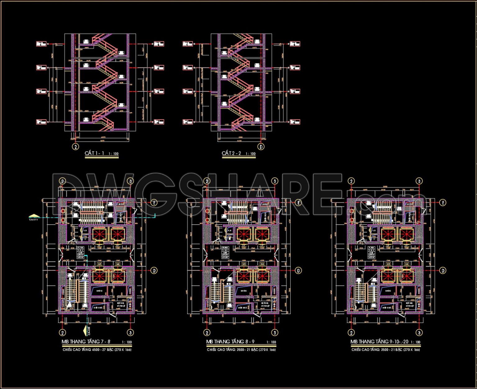 97.Detailed drawings of stairs in autocad file