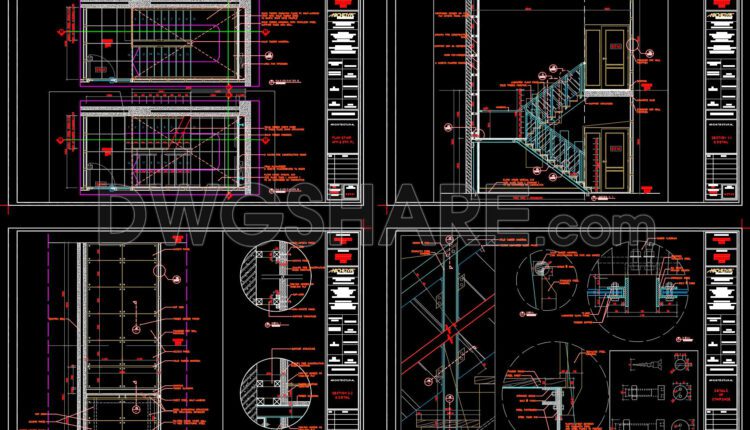 100.Detailed drawings of stairs in autocad file - Free Cad Blocks ...