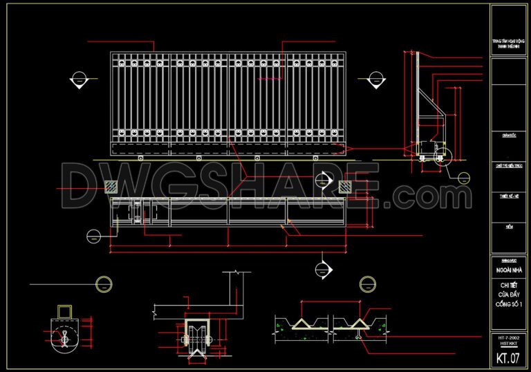 116.Gate and Fence DWG With Detailing For Free Download