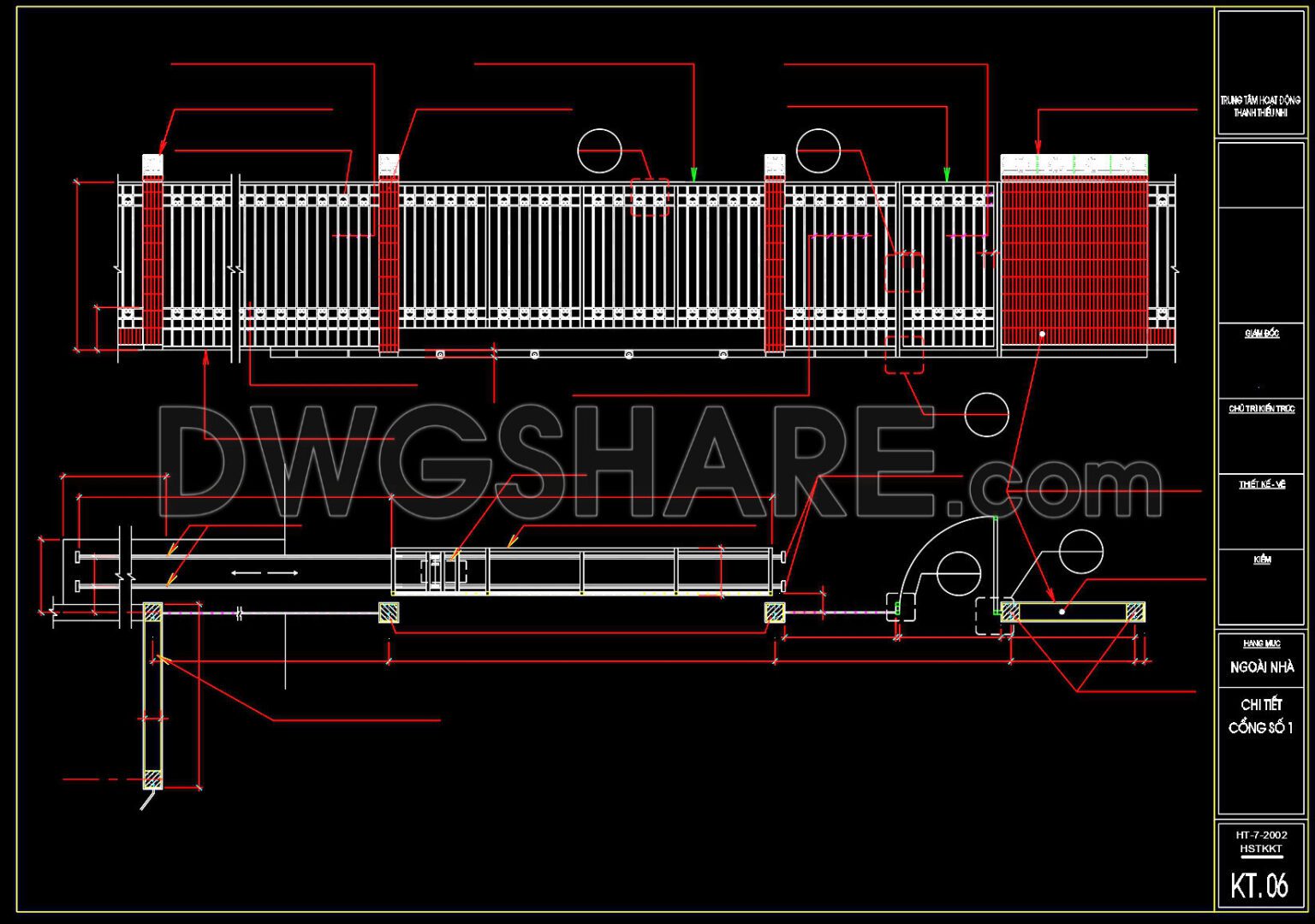 116.Gate and Fence DWG With Detailing For Free Download