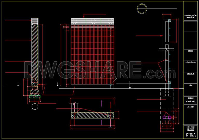 116.Gate and Fence DWG With Detailing For Free Download