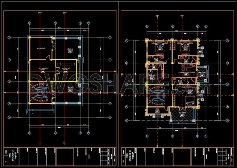 131.Autocad House Plan Free DWG Drawing Download 12.3m x 16.7m
