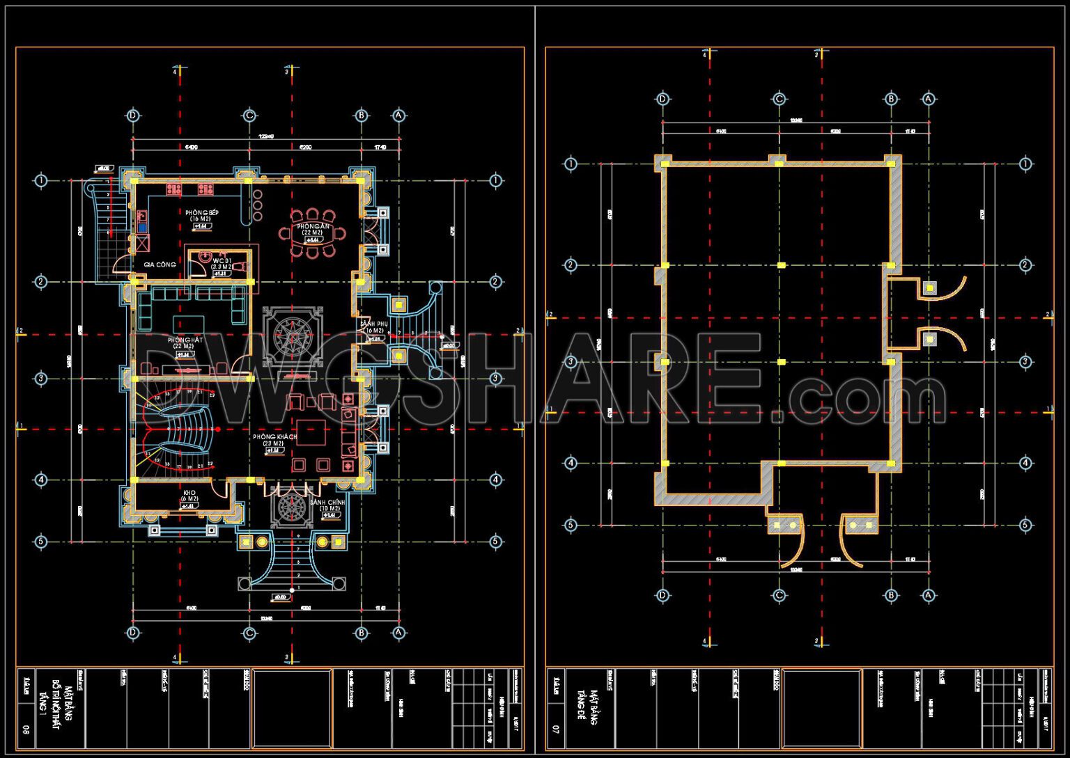 131.Autocad House Plan Free DWG Drawing Download 12.3m x 16.7m