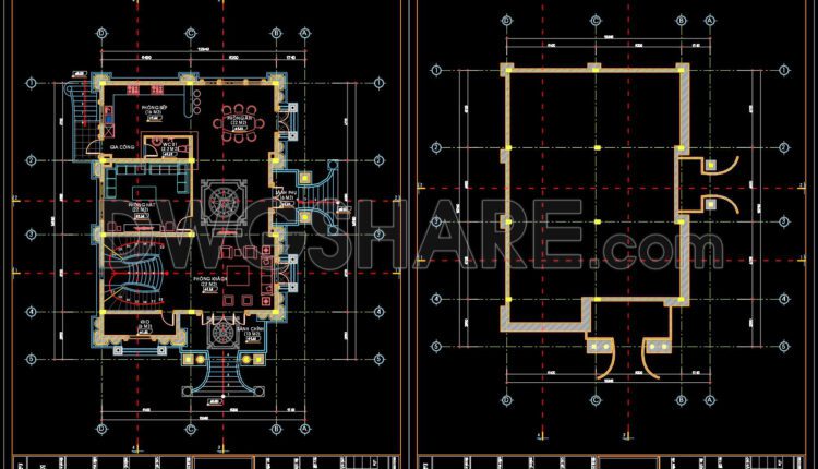 131.Autocad House Plan Free DWG Drawing Download 12.3m x 16.7m - Free ...