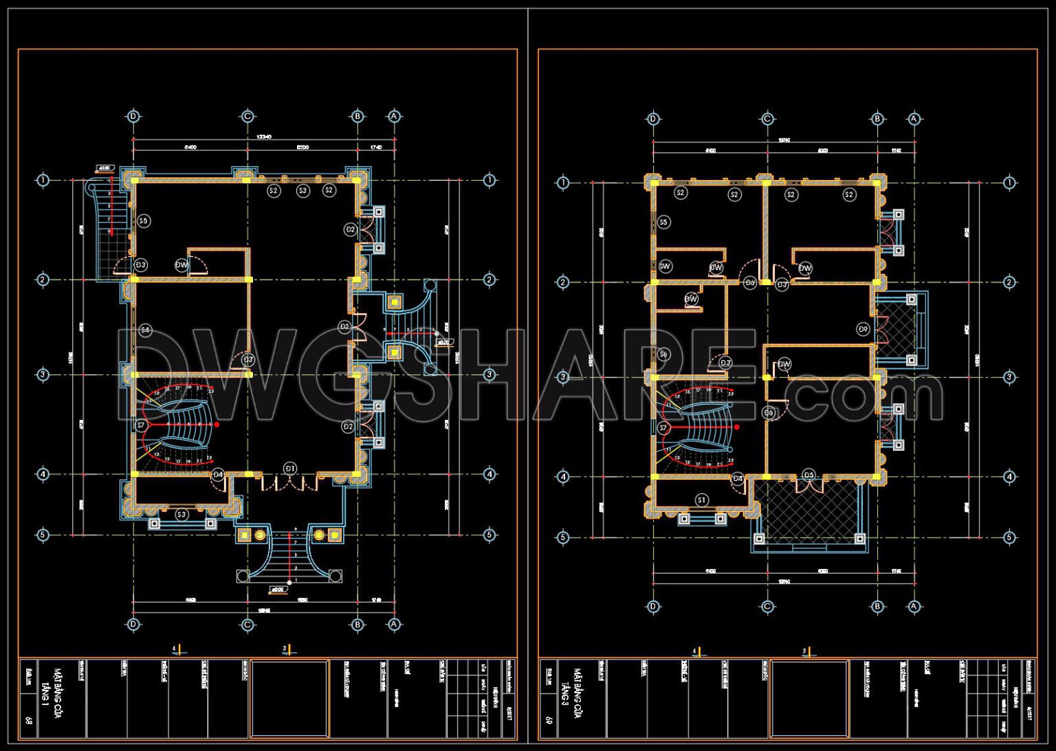131.Autocad House Plan Free DWG Drawing Download 12.3m x 16.7m