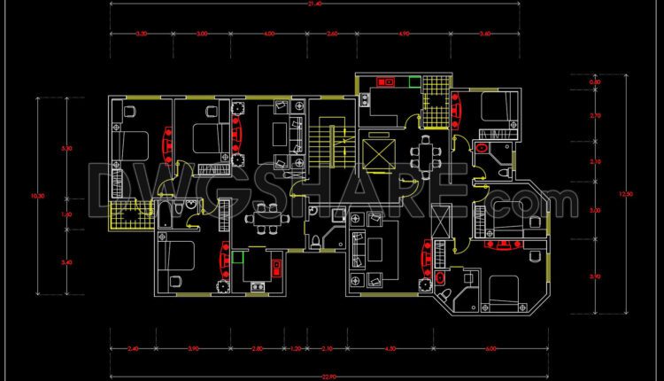 134.Apartment Plan AutoCAD File Free Download - Free Cad Blocks ...