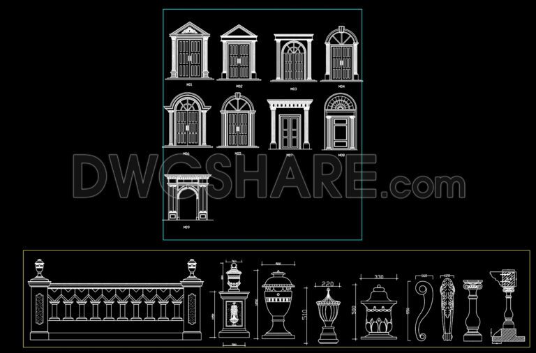 140.Arch Window CAD Blocks Elevation Design Free Download
