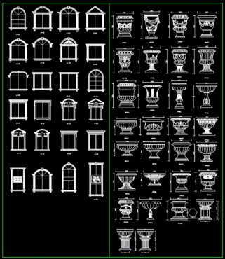 141.Arch Window CAD Blocks Elevation Design Free Download