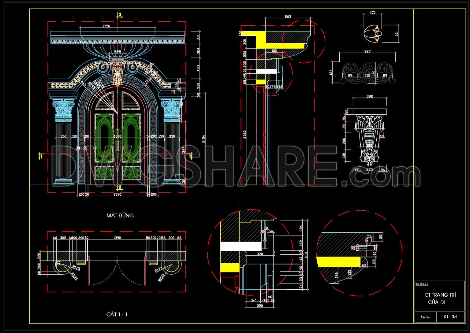 151.Free download of detailed autocad architectural drawings of column ...
