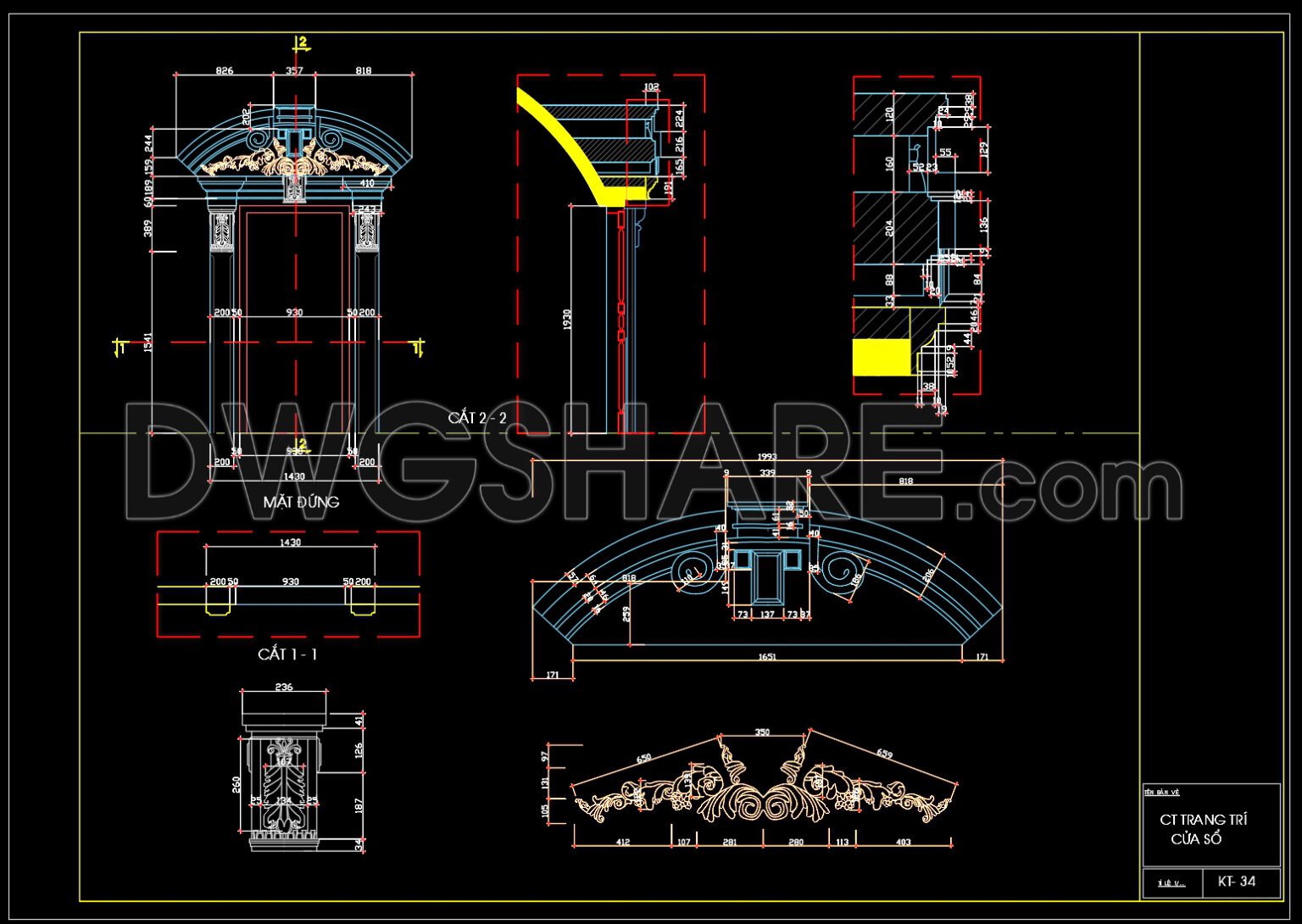 151.Free download of detailed autocad architectural drawings of column ...
