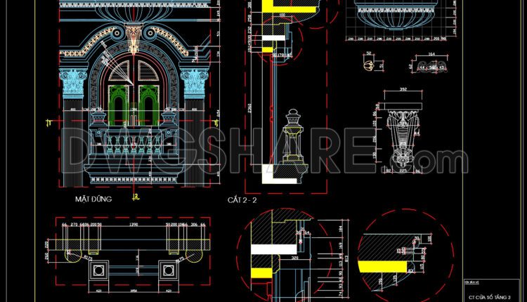 153.Free download of detailed autocad architectural drawings of column ...