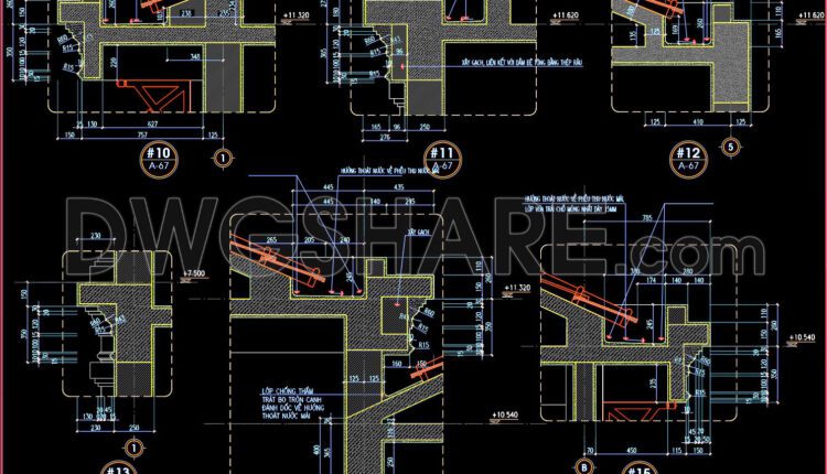 164.Autocad drawing of the roof gutter drainage detail available for ...