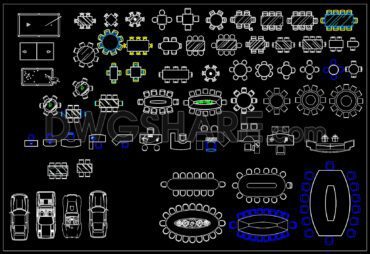 222.CAD Blocks Furniture for Kitchen and Dining room