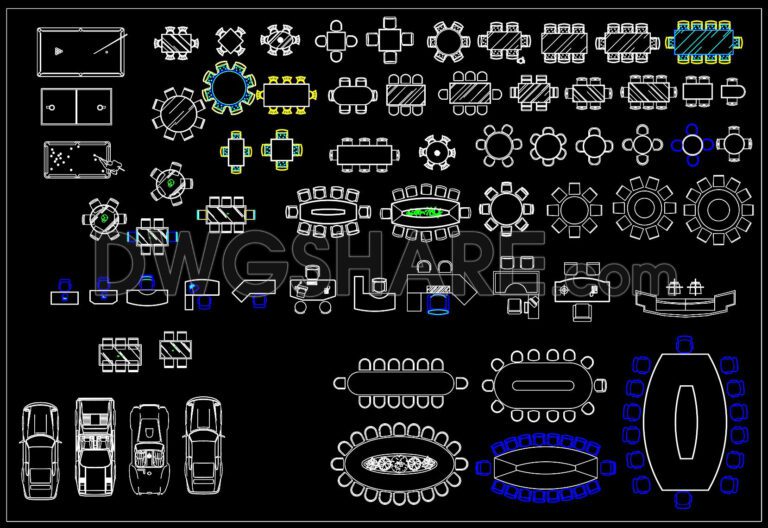 222.CAD Blocks Furniture for Kitchen and Dining room