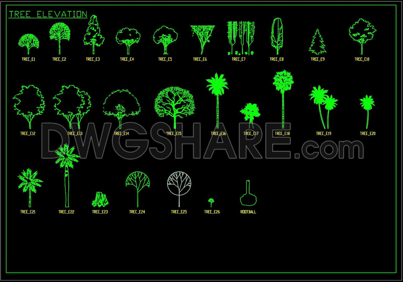 35.Trees AutoCAD blocks free download
