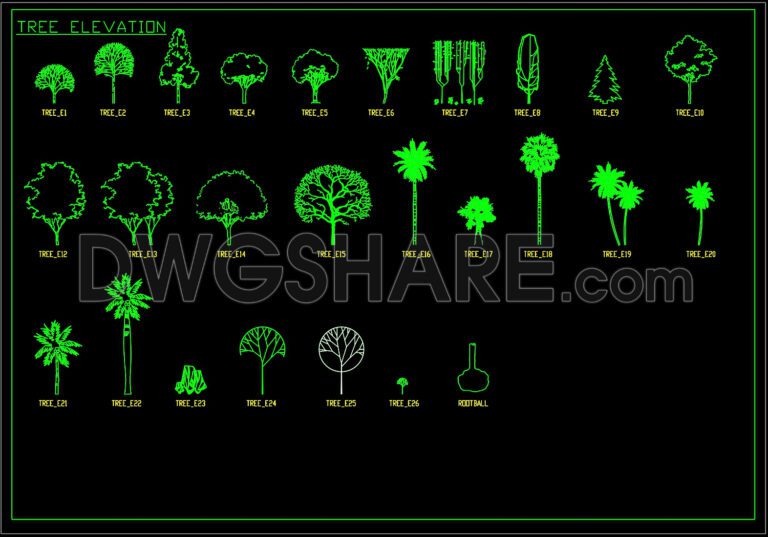 35.Trees AutoCAD blocks free download