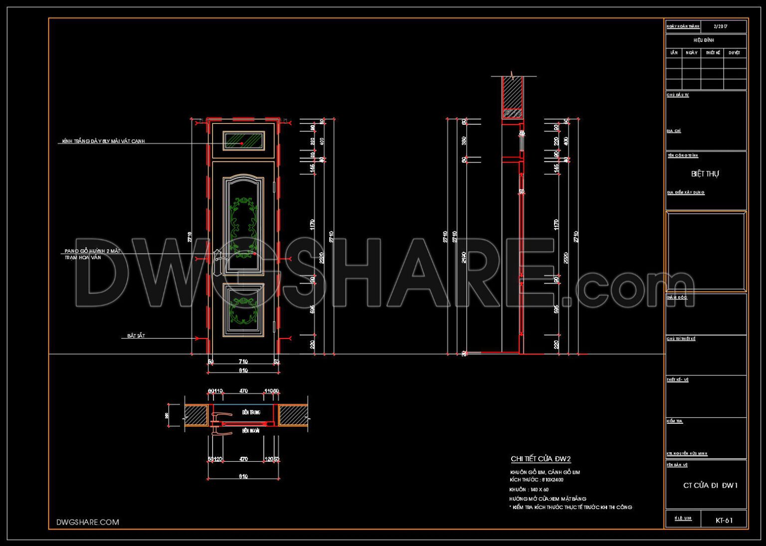 400.Detailed AutoCAD Drawings Of Door For Download