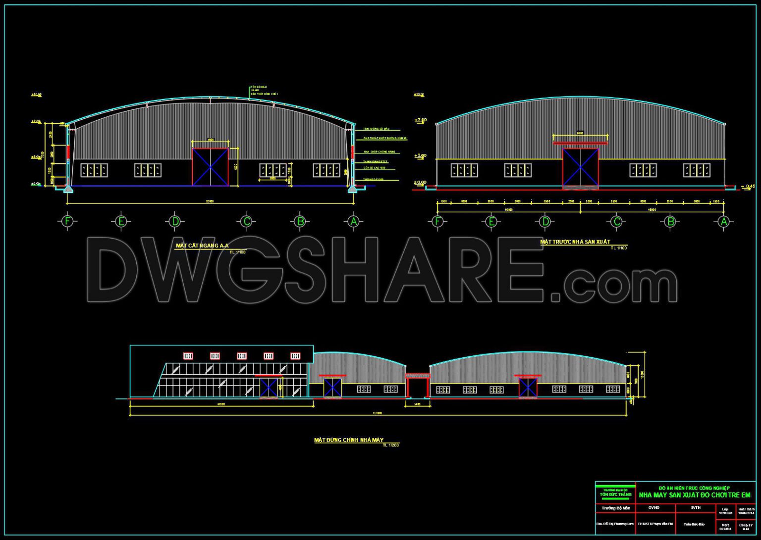 48.Autocad Drawings Of Steel Factory Plan, Sections and Elevation For ...