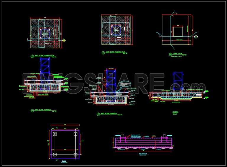 81.Autocad Drawings Of Tower Crane Foundation Details For Download