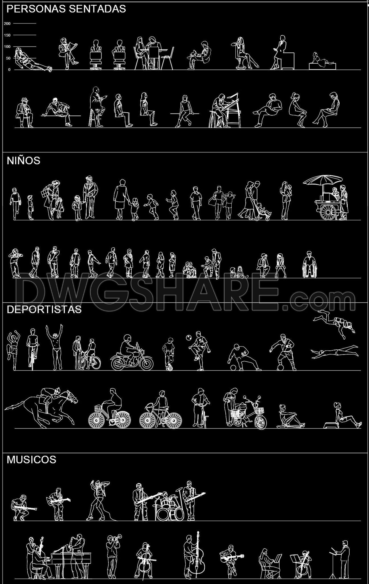 90.Autocad Drawings Of People Details For Download