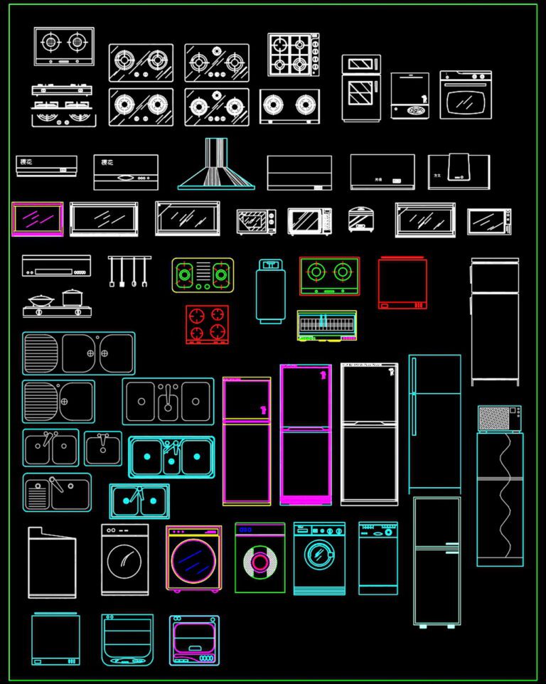 91.Gas cooker, Induction cooker AutoCAD blocks free download