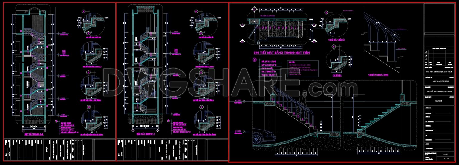 99.Detailed drawings of stairs in autocad file