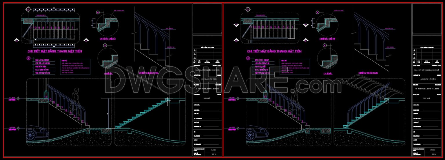 99.Detailed drawings of stairs in autocad file